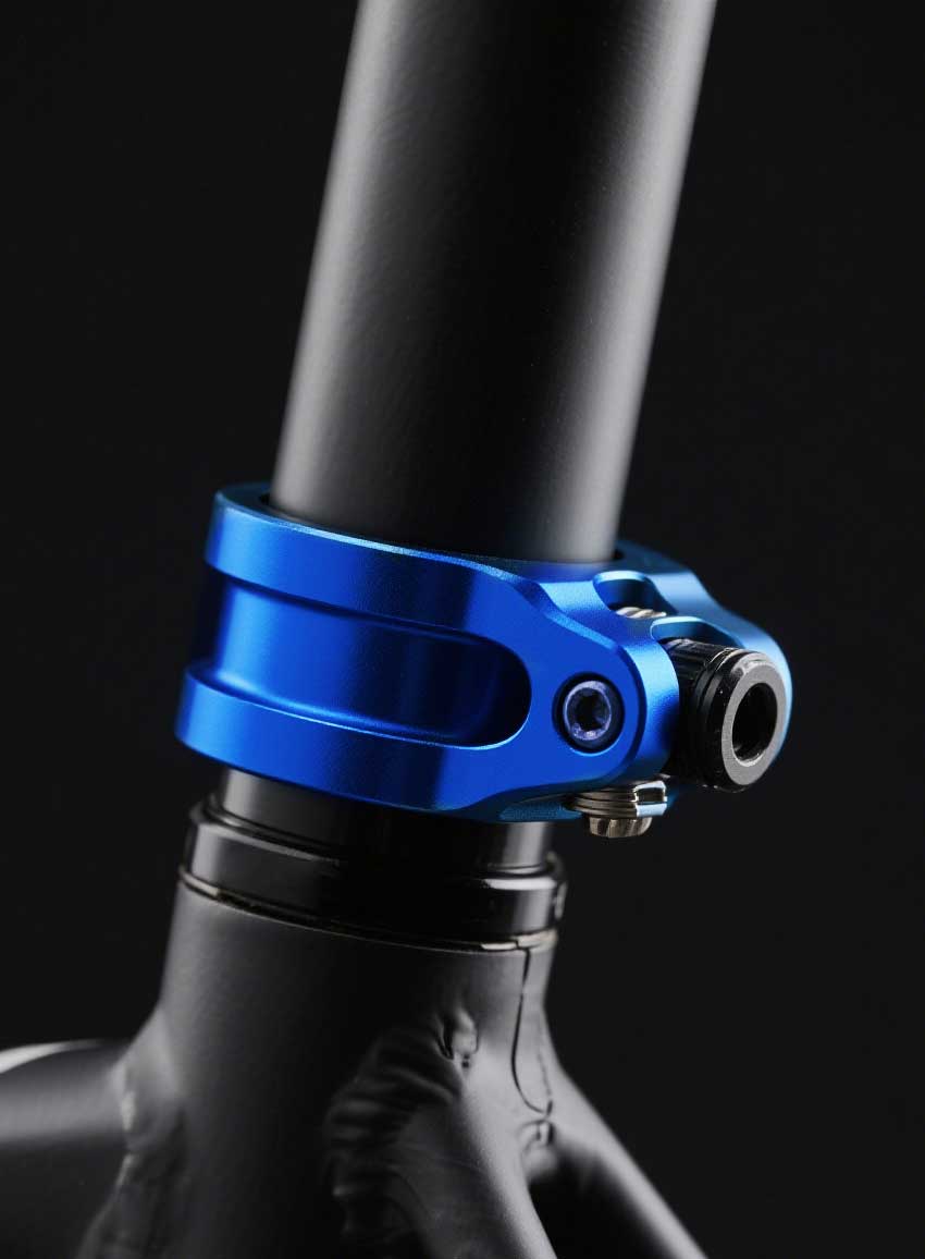 CNC-Machined Bike Seat Clamp – 6061 Aluminum Black Anodized